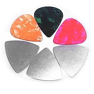 TUOREN 2 Set Guitar Pick Holder Necklace with 3pcs Stainless Steel Picks 3 Colorful Celluloid Pick for Electric Guitar Bass Ukulele Guitarists Picks Storage Necklace