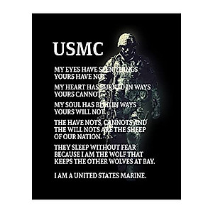 Marine Corps Creed - USMC Military Wall Art, United States Military Wall Decor, Motivational Typographic Wall Print, Garage Decor, Home Decor, Living Room Decor For Wall, Office Decor, Unframed - 8x10