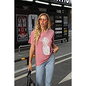 Pineapple Shirt for Women Funny Beach T Shirts Summer Hawaiian Graphic Short Sleeve Casual Fruit Lover Vacation Tops Blouse