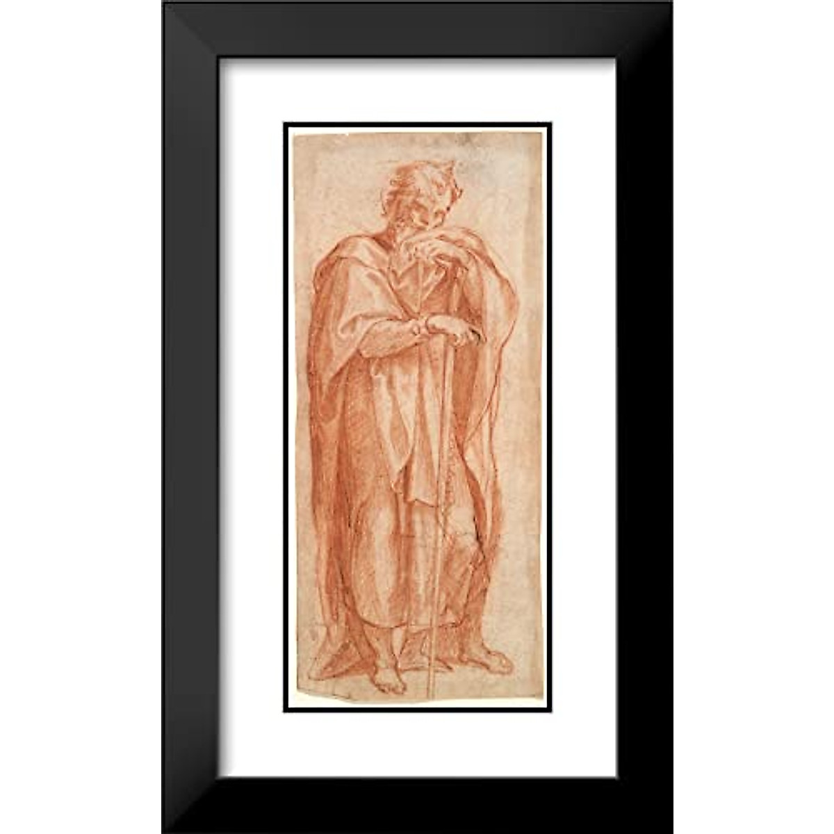 ArtDirect Cesare Nebbia 10x18 Black Modern Frame and Double Matted Museum Art Print Titled - Eleazar, Study for in Fresco in the Sixtine Chapel, Santa Maria Maggiore, Rome (1586)