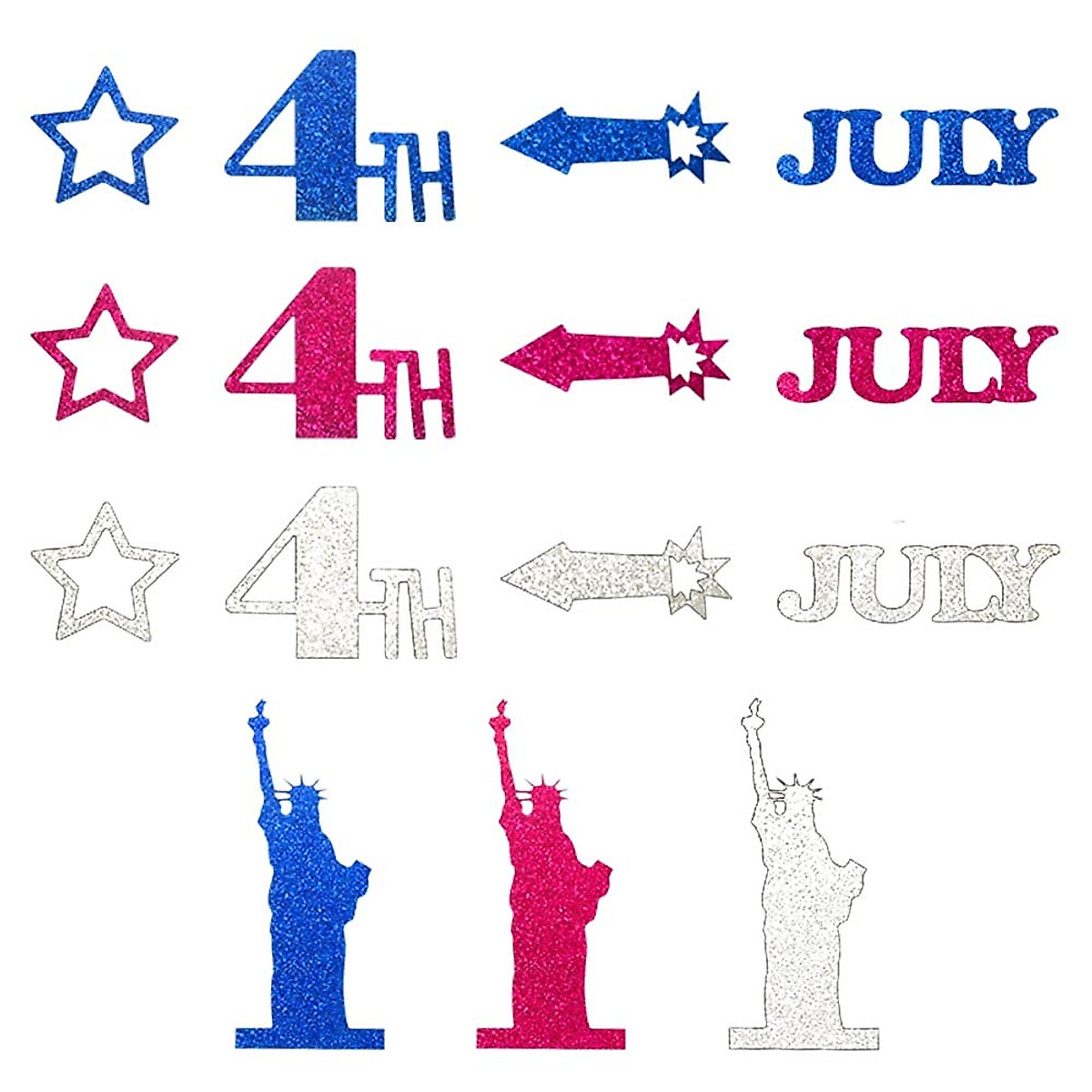 200pcs Patriotic Table Confetti, Red White Blue Sequin Sprinkles Confetti Decorations 4th of July Glitter Confetti Star Statue of Liberty Sprinkles for Patriotic Party Birthday Baby Shower Decor