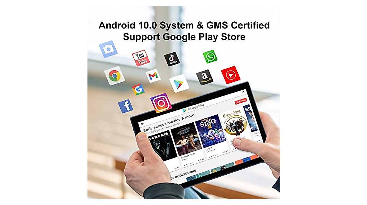 10 Inch Android Tablet with 5G WiFi, 4GB RAM, 64GB Storage