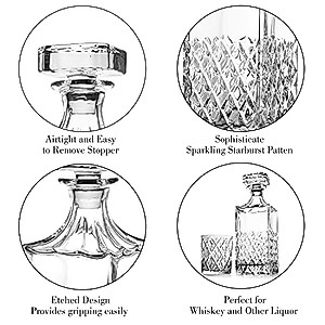 Lighten Life Whiskey Decanter,29oz Crystal Decanter with Glass Stopper,Liquor Decanter in Gift Box,Premium Vodka Decanter for Whiskey,Bourbon,Scotch,Liquor