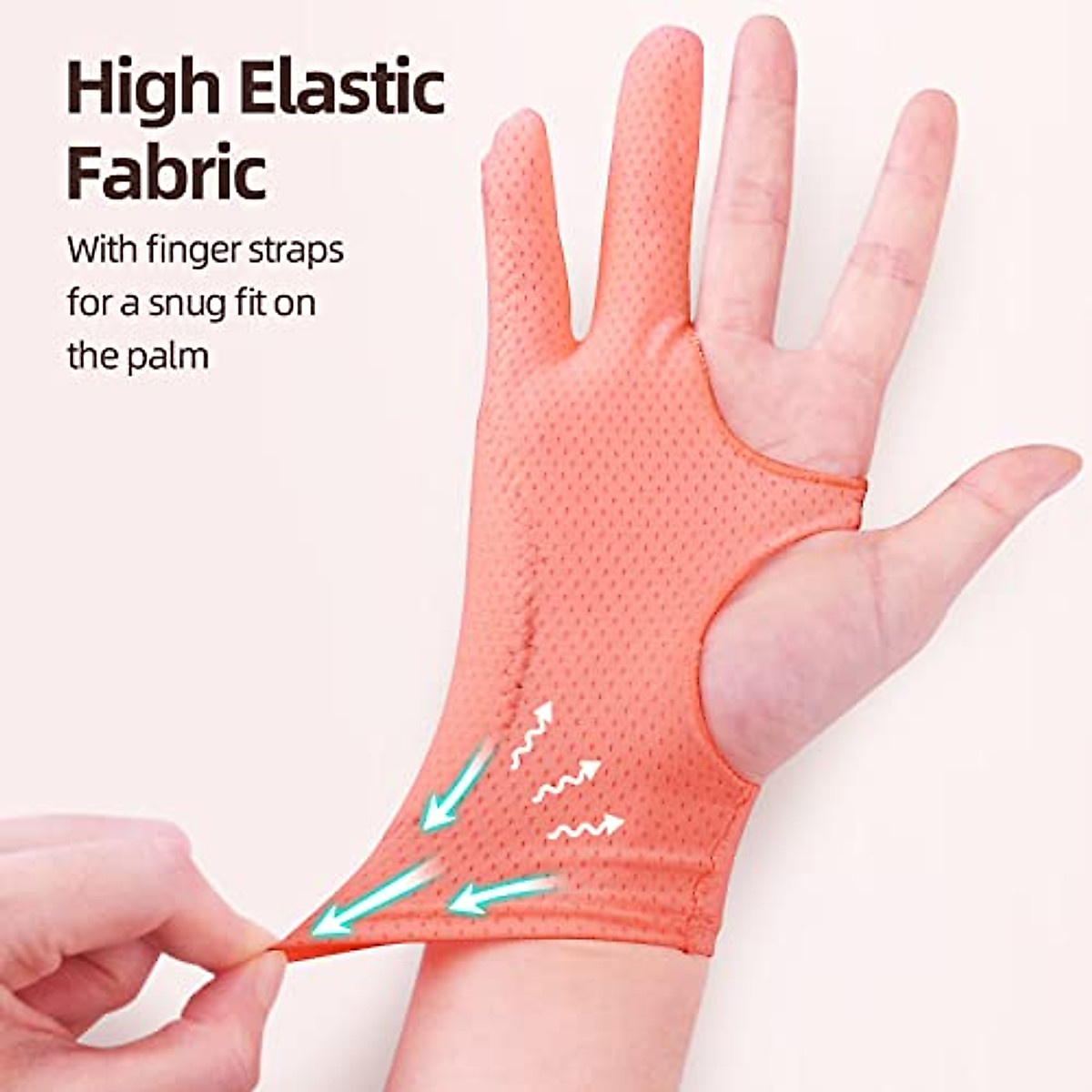 Artist Drawing Glove for Women [2 Pack Pink] 3-Layer Palm Rejection Right/Left Hand Digital Graphic Tablet iPad Art Gloves Two Finger Smooth Elasticity Breathable for Sketching Painting