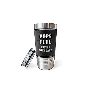 Generic Pops Fuel Engraved Leatherette Tumbler, Gifts For Pops, Unique Gift For First Time Dad Father's Day, Birthday, Appreciation, Retirement, Black
