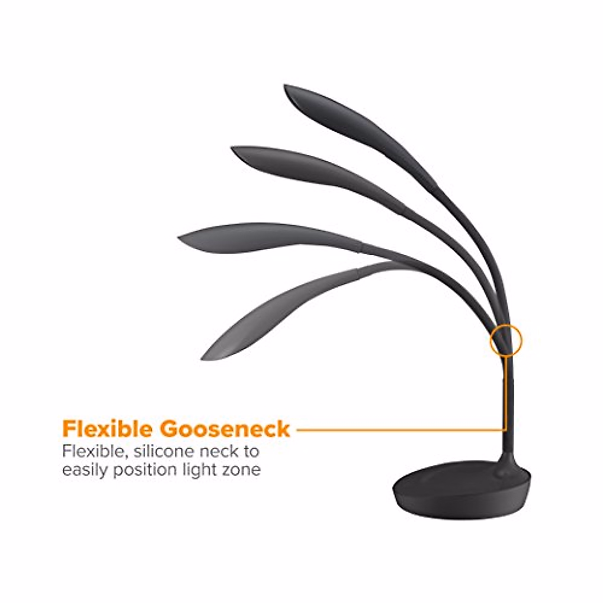 Bostitch Office LED Gooseneck Desk Lamp with USB Charging Port, 3 Dimming Levels, Touch Control, Black (VLED1502-BK)