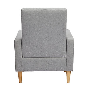 COLAMY Modern Upholstered Accent Chair Armchair with Pillow, Fabric Reading Living Room Side Chair,Single Sofa with Wood Legs, Light Grey
