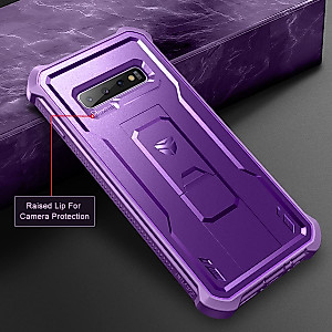 Dexnor for Samsung Galaxy S10 Case, [Built in Screen Protector and Kickstand] Heavy Duty Military Grade Protection Shockproof Protective Cover for Samsung Galaxy S10 Purple