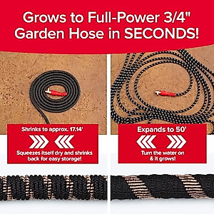 Pocket Hose Copper Head w/New Pocket Pivot Expandable Garden Hose 50 FT, AS-SEEN-ON-TV, Swivels 360°, Advanced Tri-Tex Tubing & Force Field Jacket, 3X Stronger, Lead-Free, No-Kink, Anti-Burst w/APT