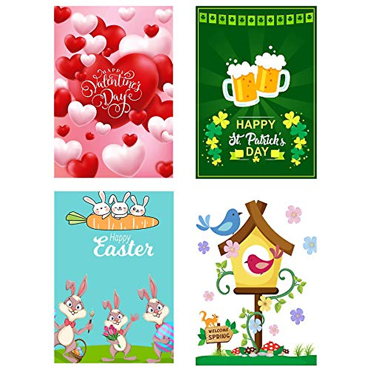 Seasonal Garden Flags Set of 12 Double Sided Burlap 12.5 x 18 Inch House Flags,Small Garden Flags for Outside,Easter Spring Summer Garden Flags,Seasonal Flags for Outdoor Decorations Flags