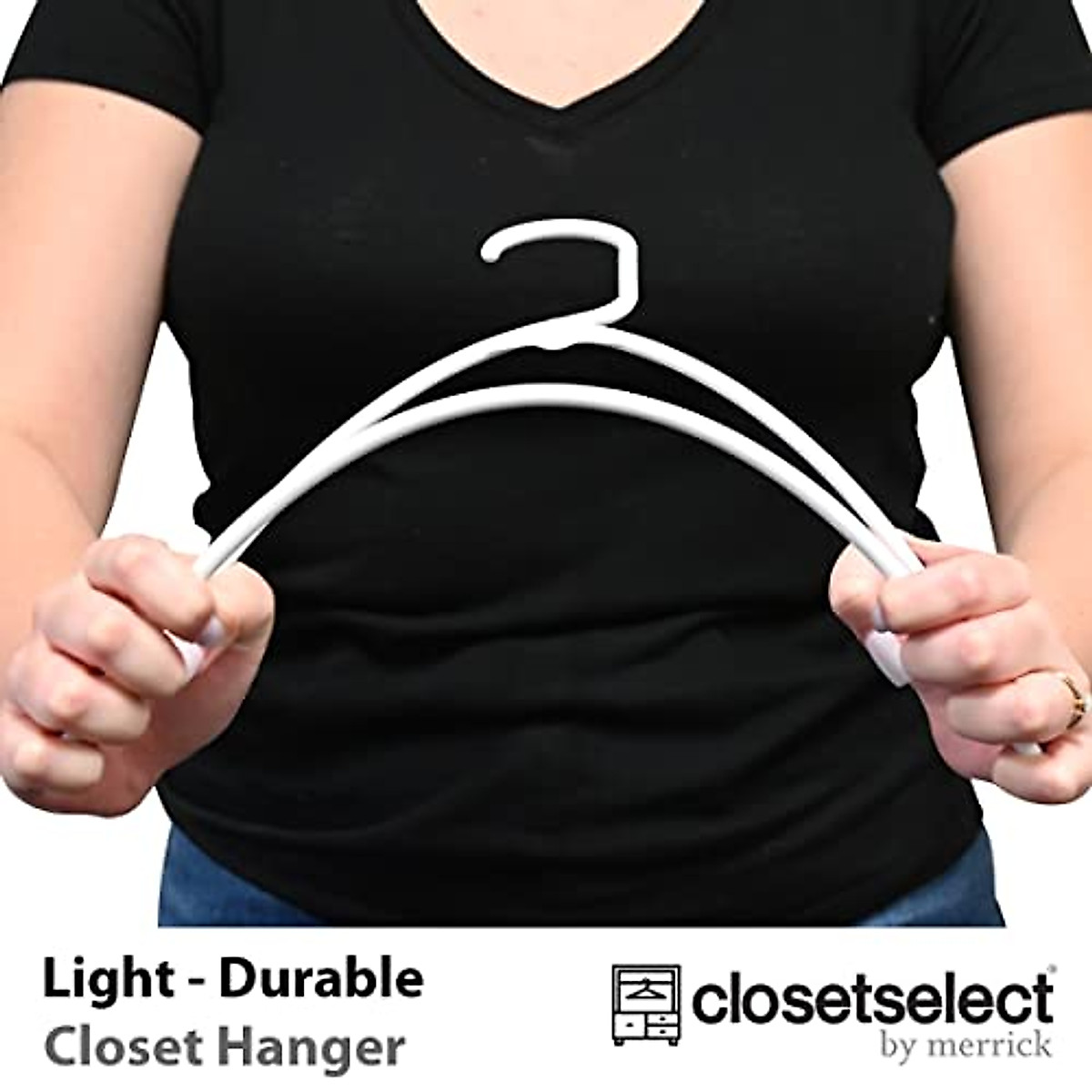 60 Pack White Plastic Hangers Made in USA with Bar Hooks, for All Clothing Types, Closet Organizer, 60 Pk Lightweight Standard Tubular Hanger Notch Less for Organizing