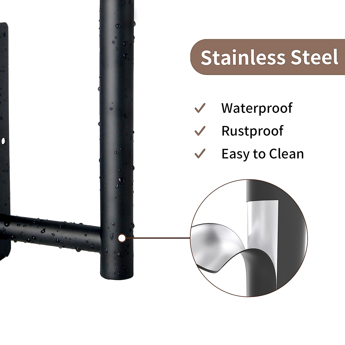 Paper Towel Holder Under Cabinet - Black Wall Mount Paper Towel Hanger, Stainless Steel, Self-Adhesive or Drilling, for Kitchen, Bathroom, RV