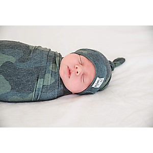 Baby Beanie Hat Top Knot Stretchy Soft"Hunter" by Copper Pearl