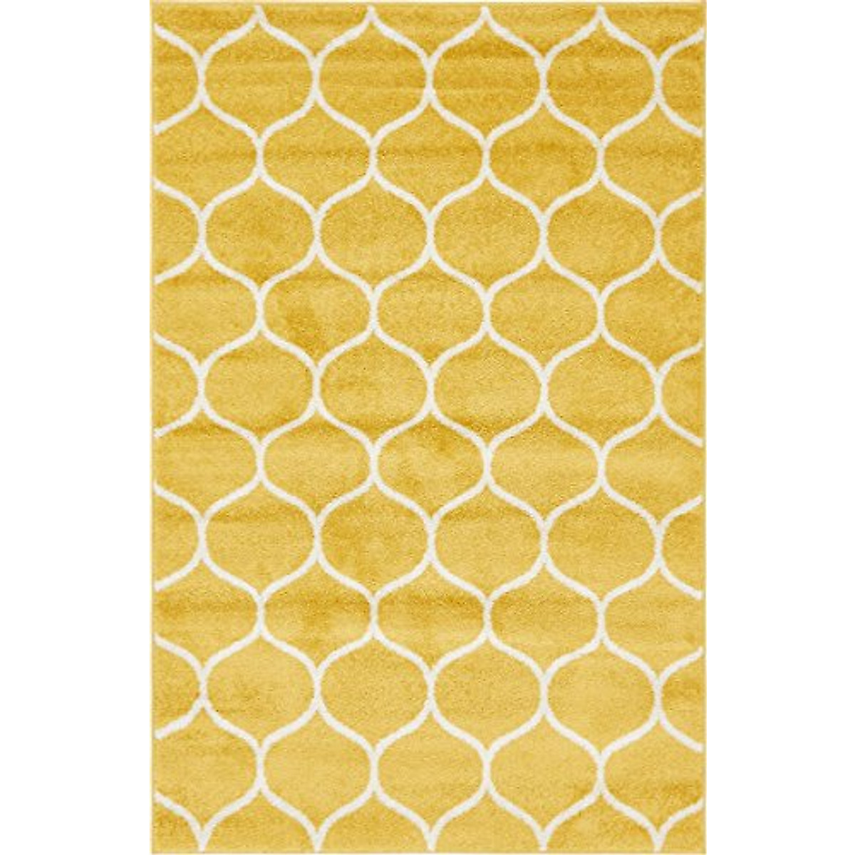 Unique Loom Trellis Frieze Collection Area Rug - Rounded (4' 1" x 6' 1", Yellow/ Ivory)