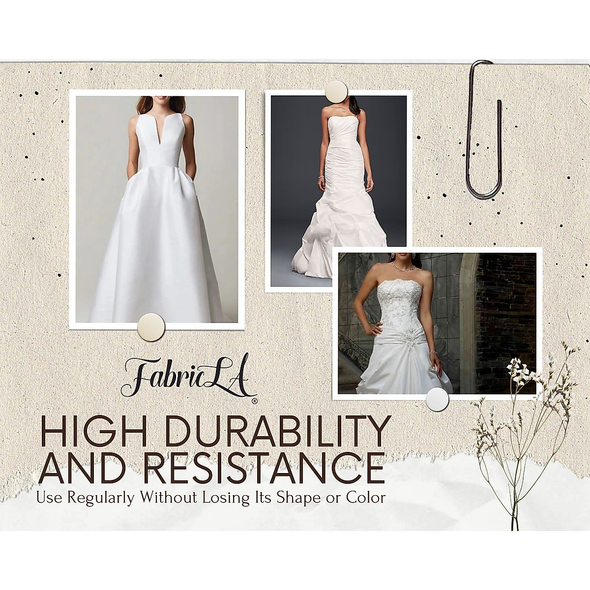 FabricLA 100% Polyester Taffeta Fabric - Non-Stretch Solid Fabric by The Yard - Evening Gowns, Costumes, Linings - 2 Yard, White