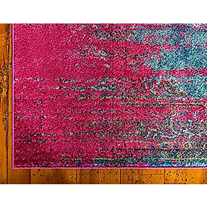 Unique Loom Vita Collection Saturated Over-Dyed Traditional Gradient Area Rug, 4 ft x 6 ft, Fuchsia/Light Blue