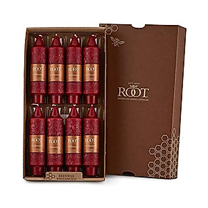 Root Candles Unscented Timberline Collenette 5-Inch Dinner Candles, 8-Count, Garnet