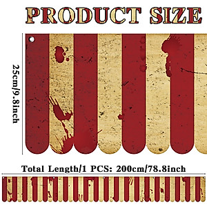 Chunnin Halloween Circus Awning Horror Circus Carnival Party Decorations Circus Bloody White and Red Striped Pennant Banner Creepy Carnival Tent for Halloween Eve Circus Theme Party Decorations