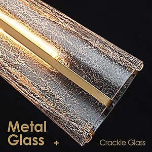 AIRYPHANT Gold Glass Pendant Light Set of 3, Modern 1-Light Gold Crackle Glass Pendant Light for Dining Room Kitchen Island