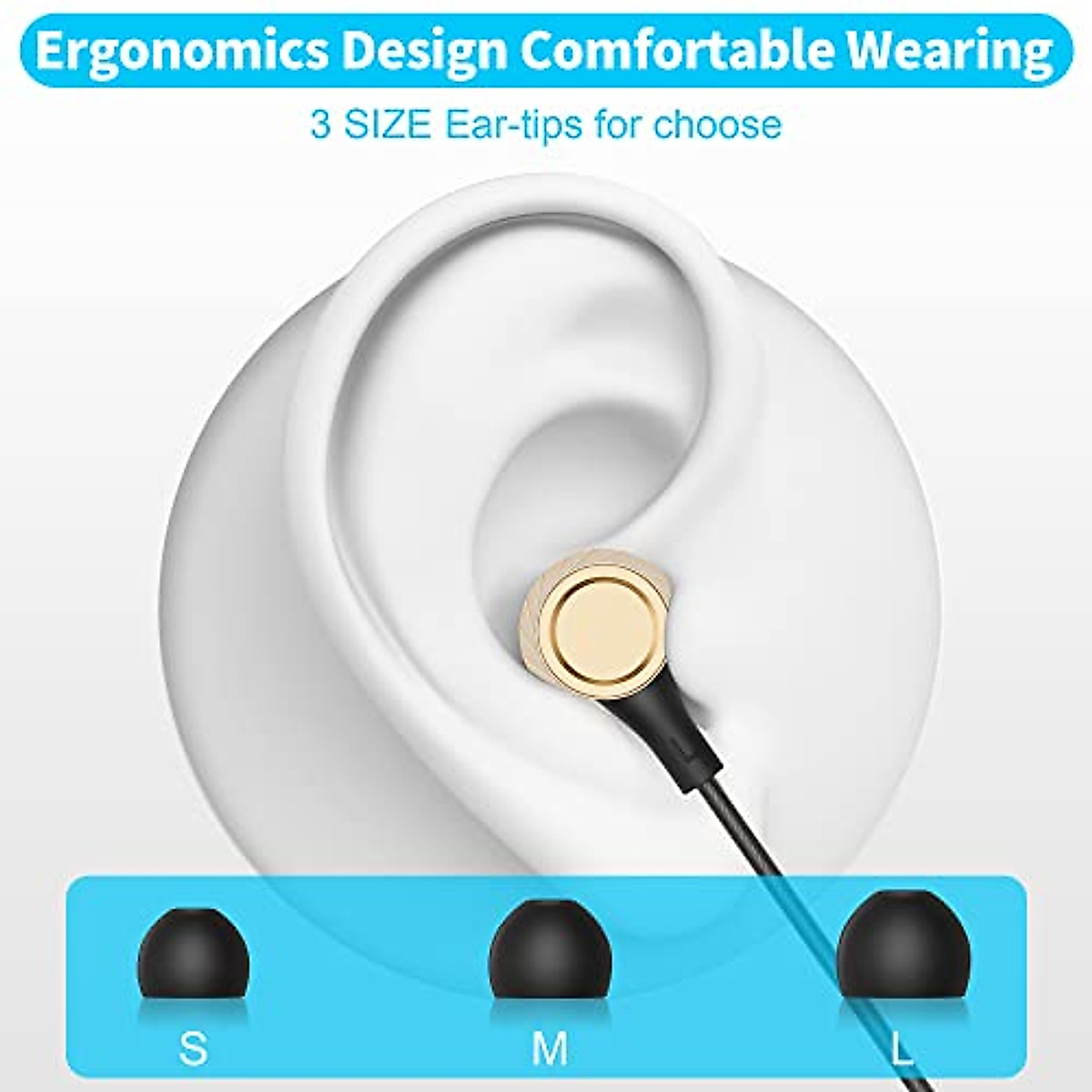 Wired Headphones 3.5mm Wired Earbuds Earphones with Mic, JAKPAK in-Ear Headphones Noise Canceling Deep Bass Stereo Sound Earbuds for iPhone 6/6S Samsung A13 A03s S10 S9 Moto G Stylus (with Carry Case)