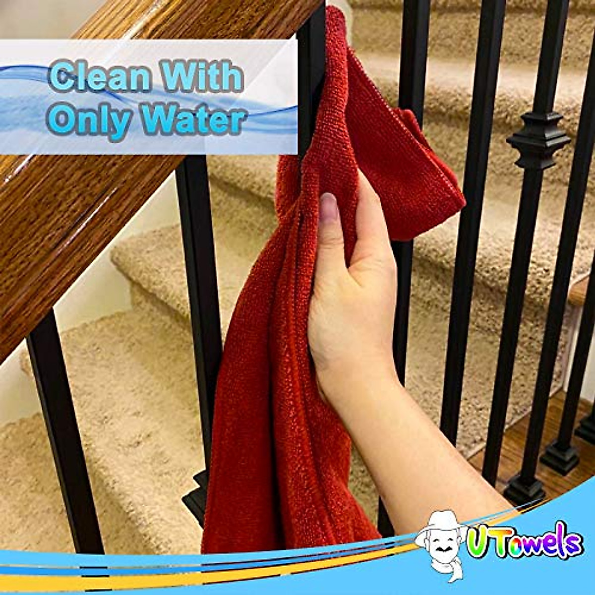 Cleaning Washcloth Towels - Large 27" x 16" Microfiber Rags - Highly Absorbent, Lint Free Streak Free for House, Kitchen, Car, Window Detailing Reusable Shop Towels (6-Pack, Forest Green)