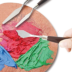 CONDA Palette Knife Painting Stainless Steel Spatula Palette Knife Oil Paint Metal Knives Wood Handle (Red 5 Piece)