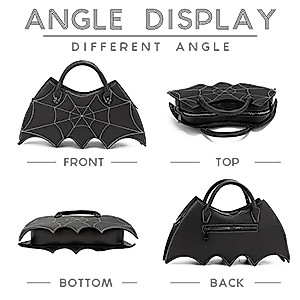 LUI SUI Womens Black Bat Wing Tote Purse Shoulder Bags Holloween Bat Spider Web Crossbody Bags For Girls
