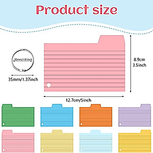 400 Pcs Colored Index Cards, 3x5 Inches Ruled Index Cards with Ring Blank Flashcards Lined Index Cards Heavy Note Cards for Studying Office Home School Supplies