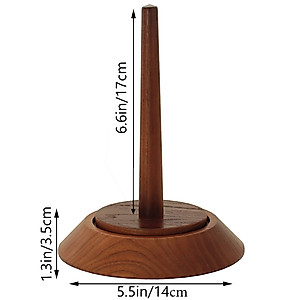 BarvA Double Wood Yarn Holder Advanced Metal Twirling Mechanism Lazy Susan Big Stand Ball Spindle Sewing Crocheting Tool Wool Cord Organizer Ribbon Storage Knitting Embroidery Thread Crochet Accessory