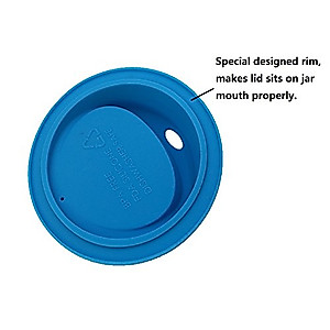 THINKCHANCES Reusable Food Grade BPA Free Silicone Sip Coffee Juice Drinking Lid Kit with Stainless Steel Rings for Mason, Ball, Canning Jars, Pack of 4 Sets (Regular Mouth,Oval Drinking Hole)