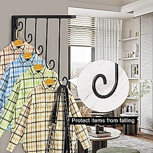 Livabber Clothing Rack Wall Mounted, Heavy Duty Metal Garment Rack for Hanging Clothes with 5 Hanging Rings, Rustic Wall Clothes Organizer for Bedroom Retail, 3 Pack (Black)