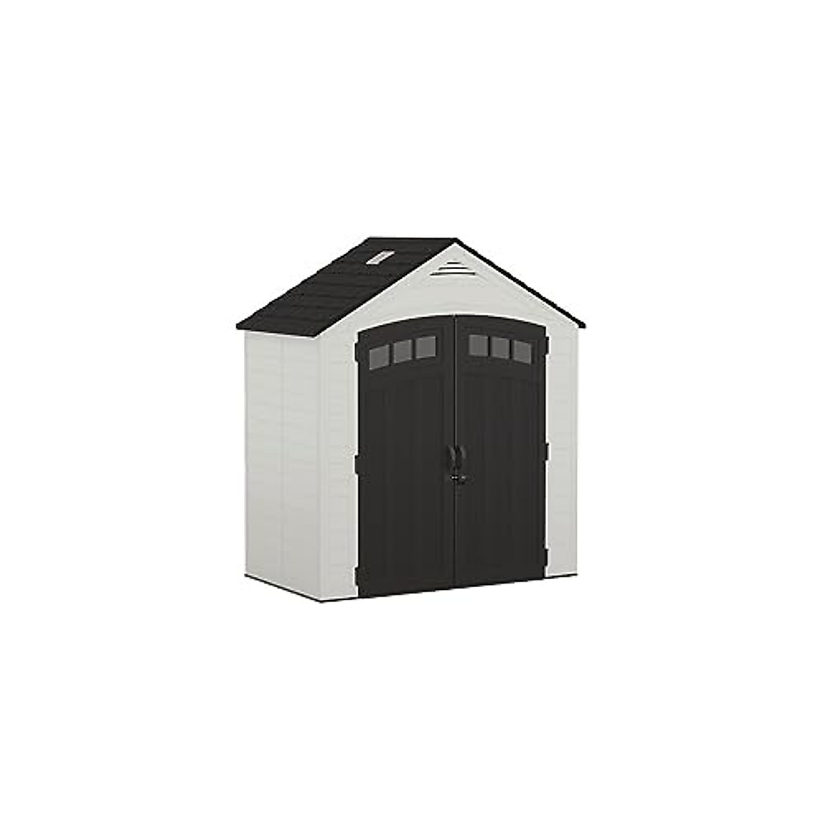 Suncast Vista 7' x 4' Outdoor Storage Shed with Pad-Lockable Double Doors and IllumiVent System, All-Weather Shed for Yard Storage, Brown