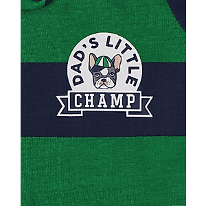 The Children's Place Baby Boys' and Toddler Short Sleeve Zip-Front One Piece Footless Pajama Snug Fit 100% Cotton, Green Stripe, 3T