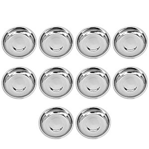 Cabilock 10pcs Stainless Steel Sauce Dish Appetizer Tray Dipping Bowls Seasoning Portion Condiment Tray Sauce Plates for Sauce Ketchup BBQ Sauce Seasoning