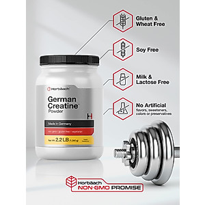 Horbäach German Creatine Powder 1000g | Creapure Monohydrate Powder | Vegetarian, Non-GMO, and Gluten Free Supplement | Promotes Strength & Power