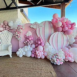 CACOLULU Double Stuffed Balloons Pastel Pink Pearl White Balloon Garland Kit 70PCS Latex Balloons 10 inch For Baby Shower Wedding Princess Birthday Party Decorations