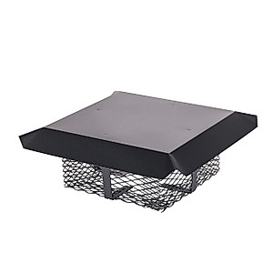 HY-C Galvanized Steel Chimney Cover - SCADJ-S Black Adjustable Chimney Cap, Single Chimney Flue Cover, Bolt-On Chimney Vent Cap (Size Small)