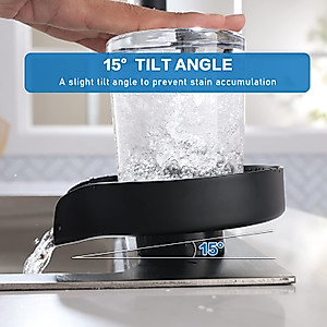 WEWE Kitchen Faucets with Pull Down Sprayer Commercial Industrial Stainless Steel Single Handle Single Hole Spring with WEWE Black Glass Rinser