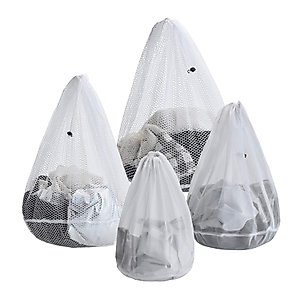 ARZASGO Mesh Laundry Bags, Pack of 4 Durable Drawstring Laundry Washing Bags for Delicates, Garments, Lingerie, Socks, Bras and Baby Clothes (Coarse&Fine Mesh)
