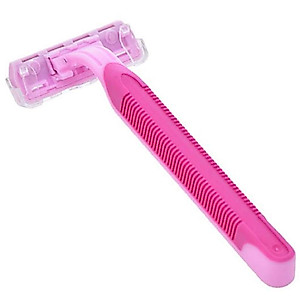 Women's Disposable Razors with Lubricating Strips, Triple (Three) Blade, Rubber Grip, 15-ct Set