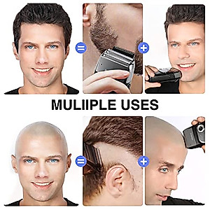Electric Foil and Bald Shavers 2 in 1 Double Shaver for Men Blade and Popup Beard Trimmer with Rechargeable 2 Head 3 Adjustable Speeds Beard Shaver by Pritech