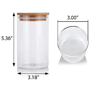 (2 Pack) 16 oz Clear Glass Home Storage Kitchen Jar with Wood Bamboo Lid
