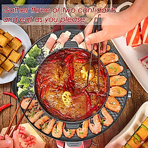 2 in 1 Electric Grill Pan and Hot Pot with Free Clips,Brushes,soup & colander ladle,2200W Dual Temperature Control Korean Shabu Shabu,Non Stick Coating, Smokeless, Split Easy Cleaning.【Black】