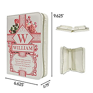 9.6x6.6 Inch Personalized Bible Cover, Custom Bible Cover – Personalized Leatherette Bible Cover and Carrying Case with Handle, Womens Bible Case - White Small (Design 2)