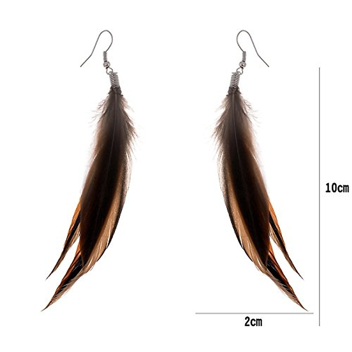 Lureme Bohemian Style Brown Feathers Dangle Earrings (02004756) (Brown)