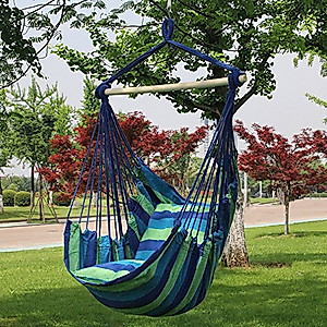 Sorbus Stylish Swing Chair - Fine Cotton Weave for Super Comfort & Durability- Hanging Hammock Chair w/2 Seat Cushions- Portable Outdoor Hanging Chair w/Hardware Kit - Indoor Outdoor Use - Max 265lbs