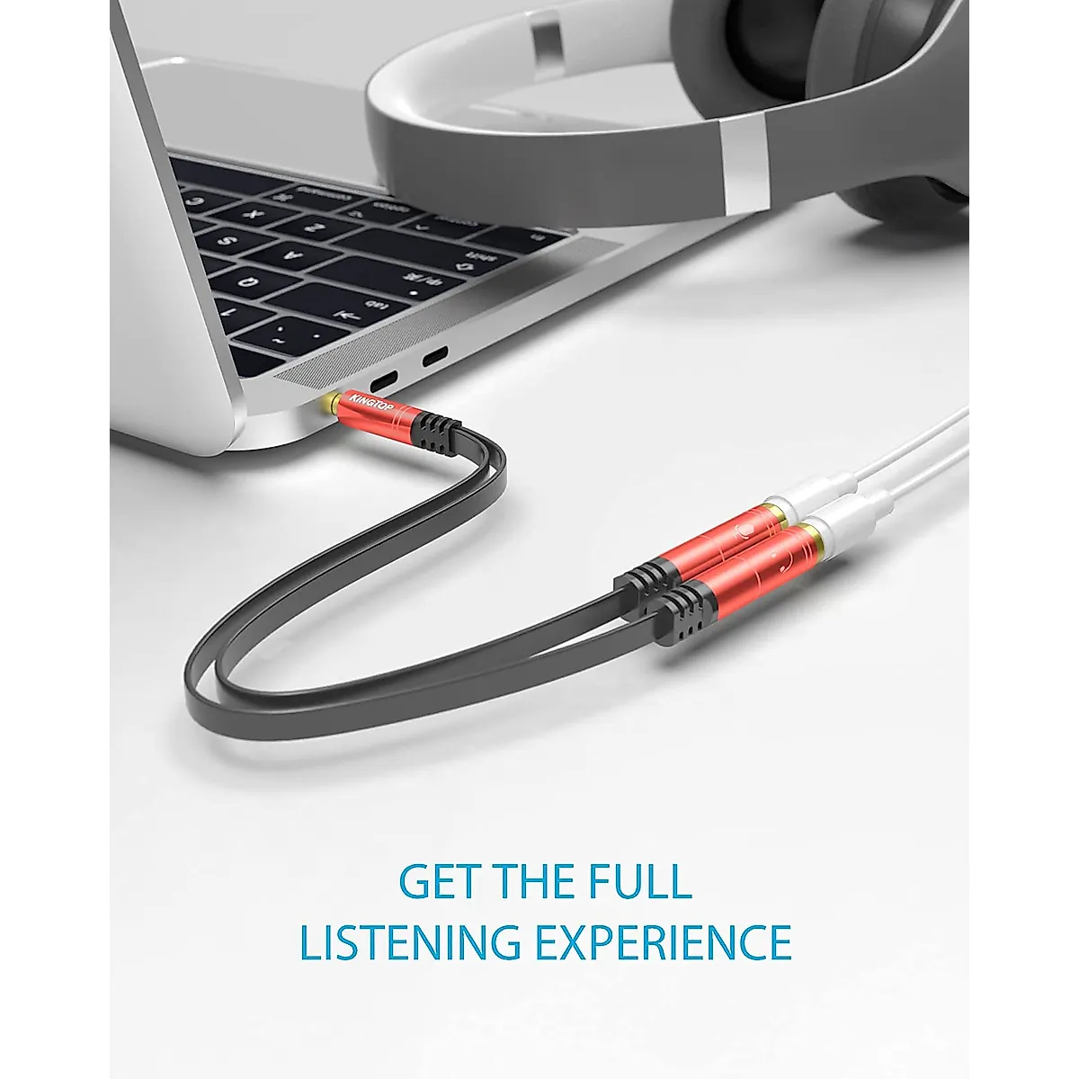 KINGTOP 3.5mm Combo Audio Adapter Cable Compatible for PS4,PS5,Xbox One S,Switch,Tablet,Mobile Phone,PC Gaming Headsets and New Version Laptop (Red)