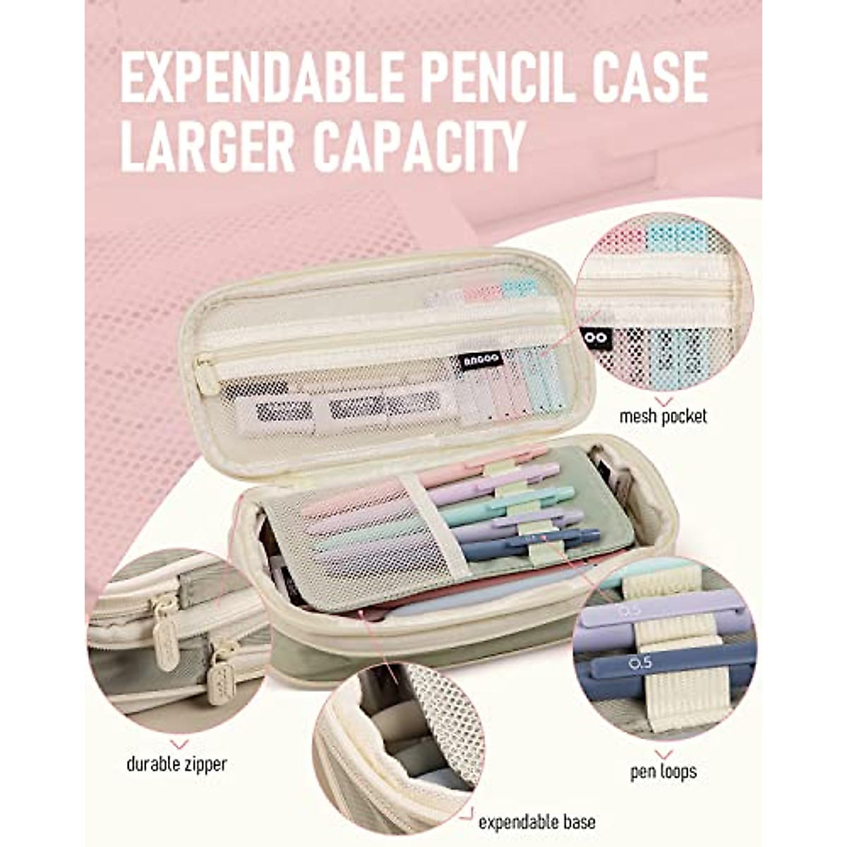 Nicpro 39 PCS Aesthetic School Supplies with Big Capacity Pen Case, 12 Colors Chisel Tip Cute Highlighters, 5 Quick Dry Retractable Black Ink Pens, 6 Pastel Mechanical Pencil 0.5 & 0.7 mm for Students