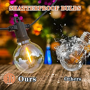 Kawaya String Lights for Outside, 150FT LED Outdoor String Lights Waterproof with 72+3 Shatterproof Edison Plastic Bulbs, Connectable Outdoor Lights for Patio Garden Bistro Backyard Party Gazebo