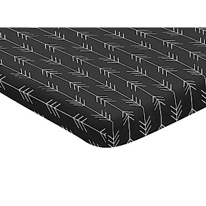 Sweet Jojo Designs Woodland Arrow Boy Fitted Mini Crib Sheet Baby Nursery for Portable Crib or Pack and Play - Black and White Rustic Country Lumberjack